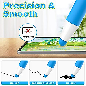 StylusHome Kids Stylus Pens for Touch Screens with 6 Extra Tips, Crayon Stylus Pen for iPhone Ipad Air Mini Pro, Kids Edition Tablet, Dragon Touch, Android Tablet - Blue Pink Green (3 Pack)