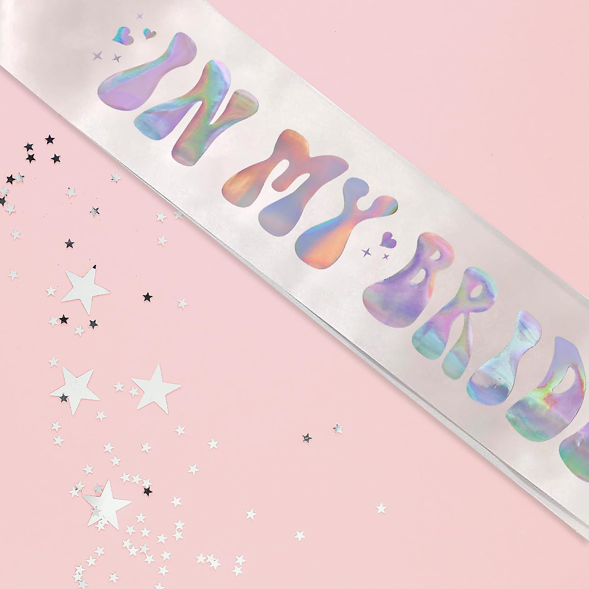 in My Bride Era Iridescent Sash, Bridal Shower Sash for Bride, Bachelorette Party Sash