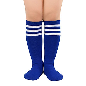 Kids Soccer Socks Toddler Knee High Tube Socks Three Stripes Cotton Uniform Sports Stocking Kids Visor Cap
