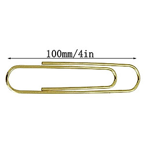 Paper Clip YYANGZ 15PCS 100mm / 4inch Heavy Duty Tight Grip Reusable Metal Gold Paperclips for Home Office School, Heavy Duty Bookmark