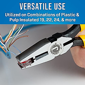 Jonard Tools JIC-891 Connector Crimping Plier with Side Cutter, 5-13/16" Length,Yellow