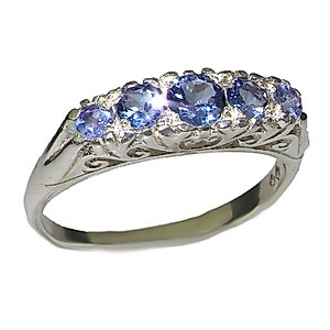 925 Sterling Silver Real Genuine Tanzanite Womens Band Ring - Size 10
