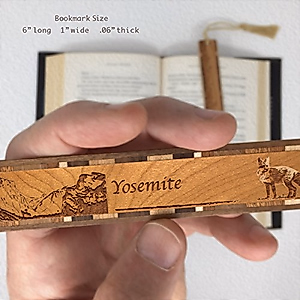 Yosemite National Park, California - Engraved Wooden Bookmark with Suede Tassel - Made in USA - Also Available Personalized