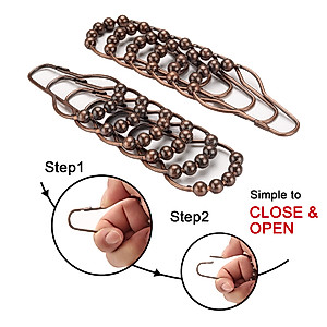 Ansxiy Shower Curtain Hooks Rings, Rustproof Metal Shower Curtain Rings for Bathroom Shower Rods Curtains - Set of 12, Bronze