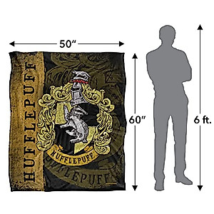 Harry Potter Blanket, 50"x60" Harry Potter House Crest Hufflepuff Silky Touch Sherpa Back Super Soft Throw Blanket