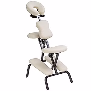 PayLessHere Massage Chair Portable Tattoo Chair Folding Height Adjustable 2 Inch Thick Sponge Light Weight Therapy Chairs Carring Bag Face Cradle Travel Spa Chairs,Cream