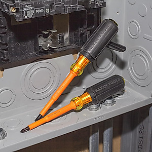 Klein Tools 33532-INS Electrical Insulated Screwdriver Set of 2, Made in USA, 4-Inch Phillips and Cabinet Set, Made in USA
