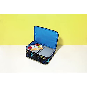 PackIt Freezable Lunch Box, Dino Fossils Neon, Built with EcoFreeze Technology, Collapsible, Reusable, Zip Closure, Perferct for Fresh Meals On the Go