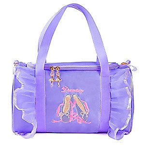 PAOTIT Girls Ballet Dance Backpack Personality Tutu Shoes Duffel Bags Ballerina Backpack (02 Purple)