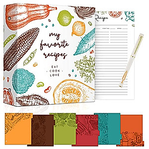 Recipe Book for OWN Recipes 11.4" X 11.8", Recipe Book, Recipe Binder with 30 Full Doble-Side Sheets and 30 Plastic Sleeves, Blank Recipe Book Recipe Book to Write Your Own Recipes with Matching Pen.