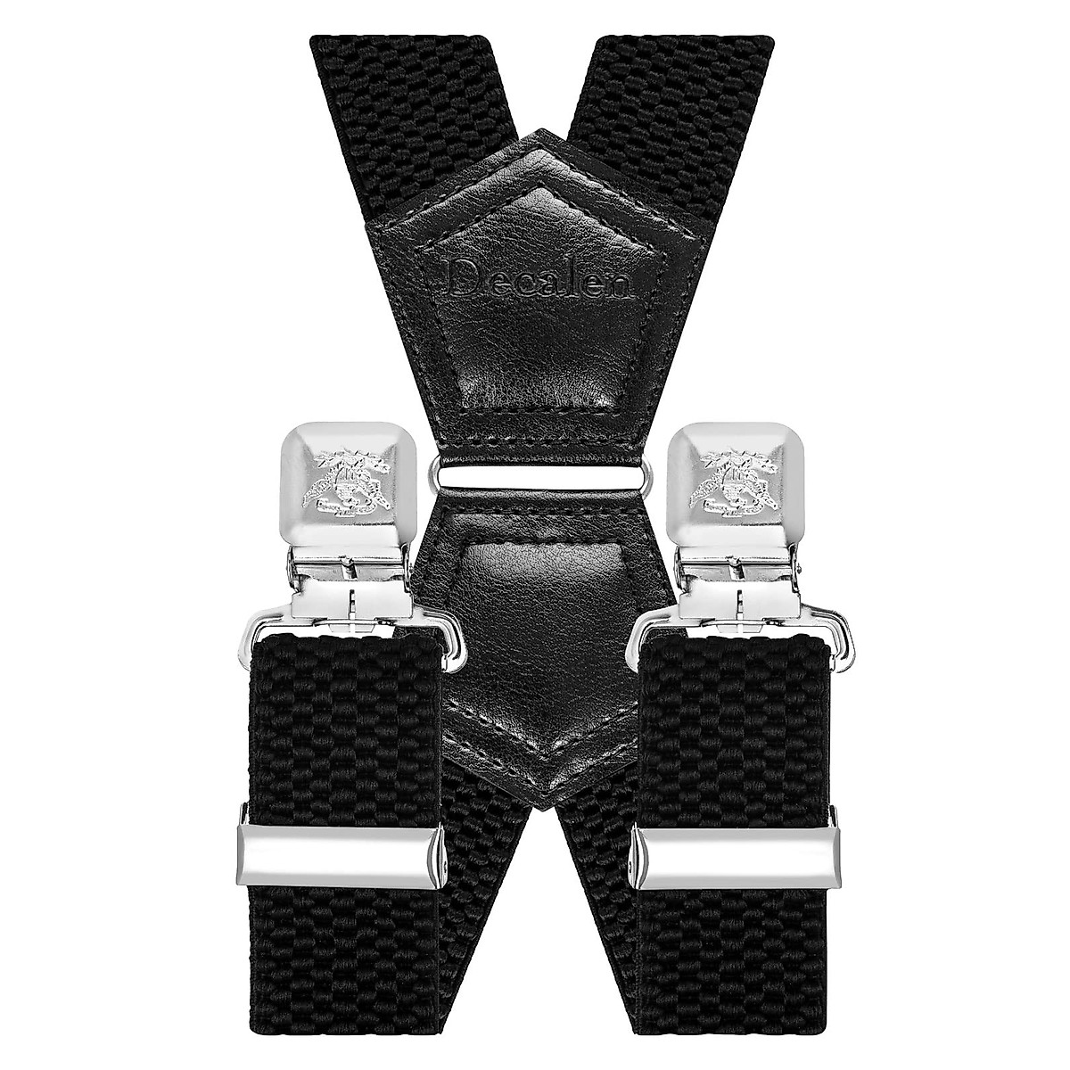 Decalen Mens Suspenders X Style Very Strong Clips Adjustable One Size Fits All Heavy Duty Braces (Black 1)