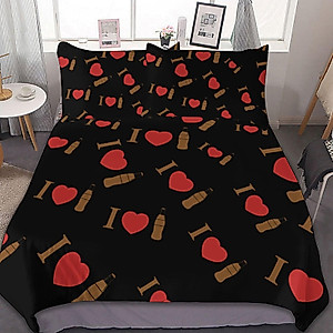 I Love Coke Soft Duvet Cover Set 3 Piece (1 Duvet Cover + 2 Pillow Case) Comforter Cover Bedding Set 90"x90"