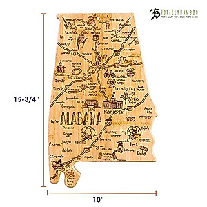 Totally Bamboo Destination Alabama State Shaped Bamboo Serving and Cutting Board, Includes Hang Tie for Wall Display