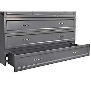 AFI Deerfield Murphy Bed Chest with Charging Station, Queen, Grey