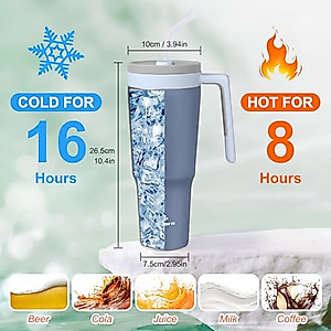 PHILORN 40 oz Tumbler with Handle and Straw Lid, 100% Leak-proof Stainless Steel Tumbler，Large Travel Water Mug Vacuum Insulated Spill Proof for Cold Coffee and Tea - Gifts for Women Men