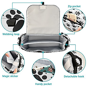 Sinestour Pet Paw Animal Stroller Organizer with Cup Holder Universal Stroller Organizer Bag Detachable Shoulder Strap Stroller Accessories for Diaper Toys Snacks Keys Fit All Baby Stroller
