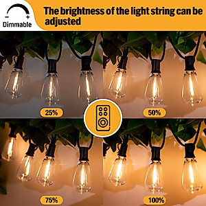 116FT Solar String Lights Outdoor Waterproof with Remote and USB Port, 53 Edison Bulb Outdoor Solar Powered Dimmable String Lights for Outside Patio, Backyard, Garden, Porch, Balcony