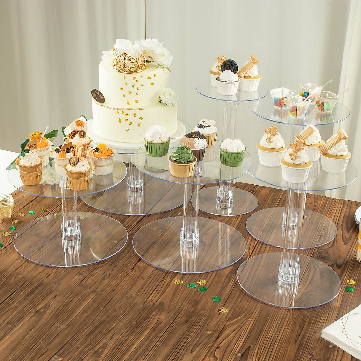 Efavormart Lovely 6 Tier Heavy Duty Acrylic Crystal Glass Clear Cake Dessert Decorating Stand for Birthday Party Wedding
