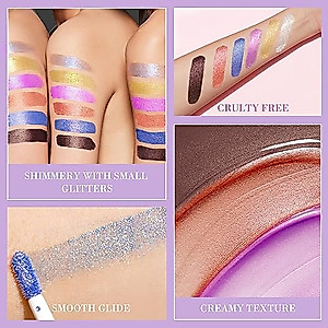 Hotiary Glitter Liquid Eyeshadow, Metallic Glitter Shimmer Sparkling Eye Shadow, Long Lasting Waterproof High Pigments Sparkle Eye Makeup Kit, Metals Gloss Eyeliner Pen(Gold Cream)