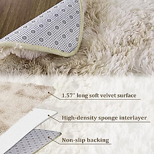 IMINROME Fluffy Rugs 8x10 Furry Area Rug for Living Room, Fuzzy Shag Fur Rug for Nursery Room Non-Skid Plush Throw Rug Shaggy Decorative Accent Rug for Indoor Home Floor Carpet, Beige Taupe