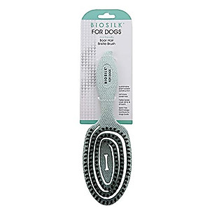 BioSilk for Dogs Eco-Friendly Boar Hair Bristle Brush in Mint Green | Easy to Hold Ergonomic Handle Dog Brush for Shedding | Best Pet Brush for Dog Grooming