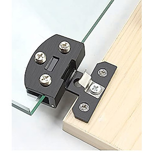 90 Degree Glass Door Hinge Cabinet Display Cabinet Wine Cabinet Clip Hinge Black (5-8 mm) (1 Pair (=2 Pieces))
