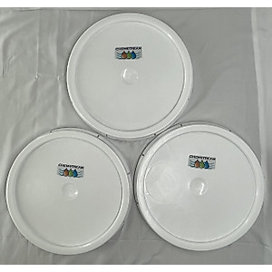 CHEMSTREAM White Reusable Solid Lid for 3.5, 5, 6 & 7 Gallon Buckets |BPA Free |Food Grade | High Density Polyethylene (HDPE) |Tamper Evident Tear Strip | 3 Pack