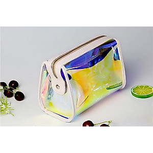 Susanki Holographic Transparent Makeup Case Clear Cosmetic Bag Organizer for Women