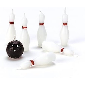 Bowling Pins and Ball Birthday Cake Candles - 7 pc