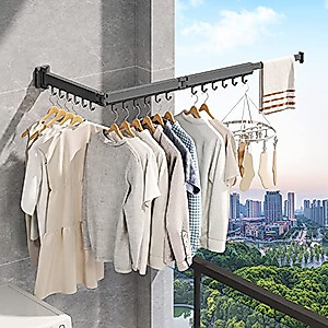 HEILAIYI Laundry Drying Rack Wall Mounted,Clothes Drying Rack,Drying Rack Clothing,Clothes Rack,Laundry Hanger Rack,Laundry Clothes Hanger,Laundry Rack Wall Mount,Retractable,Collapsible,Grey Color