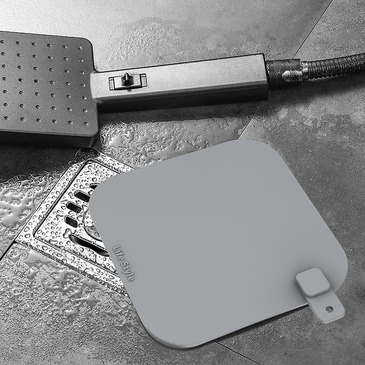 Tub Stopper Silicone Floor Drain Anti-Odor Mat, 5.9 inch Drain Plug Hair Stopper Flat, Bathtub Stoppers Flat Bathtub Drain Cover, Bathroom Accessories, Sink Cover- 2 Pack, Gray