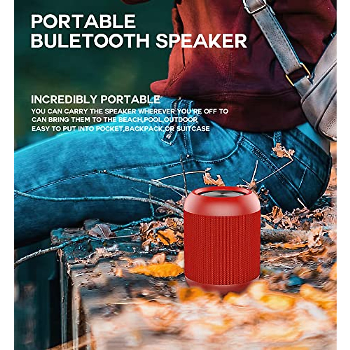 Bluetooth Speakers, Portable Wireless Speaker, Portable Waterproof Speaker with IPX6 Waterproof for iPhone, Samsung, 24H Playtime,Upgraded