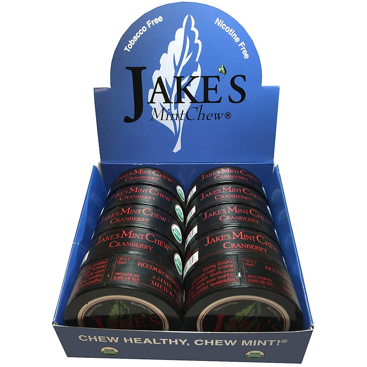 Jake's Mint Chew Cranberry 10 Cans with DC Crafts Nation Skin Can Cover - Metal