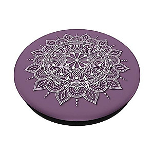 White Henna Mandala Floral Lace On Purple Phone Popper PopSockets Swappable PopGrip