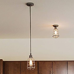 Design House 519686 Ajax 1 Light Semi Flush Mount Ceiling Light, Galvanized Steel Finish