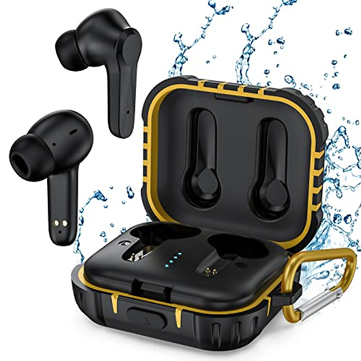 Kingstar Waterproof Earbuds Wireless Headphones for iPhone Android, in-Ear True Bluetooth Earbuds with Microphone Touch Control Auto Pairing True Shockproof Dockproof Blue Tooth Ear Buds for Sport