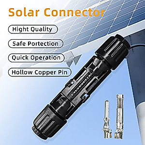 Witproton Solar PV Connector IP68 1500V 40A Hollow Tinned Copper Terminal Black 5 Pairs (2.5mm2~6mm2 (14AWG~10AWG))