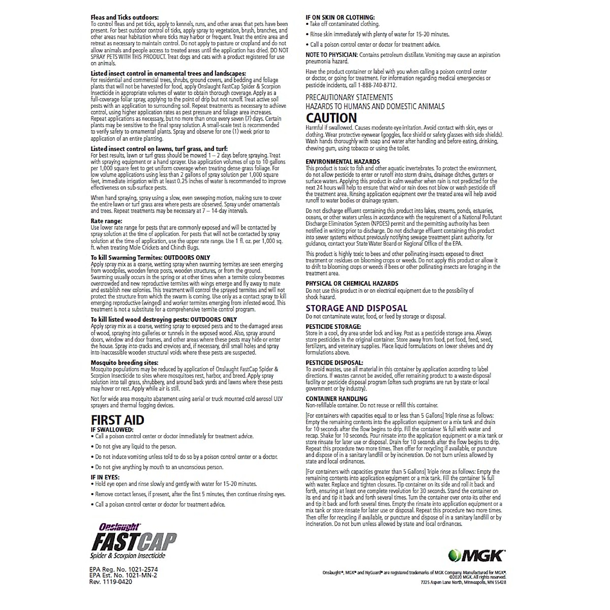 Onslaught Fastcap MGK 8 oz - Spider and Scorpion Insecticide