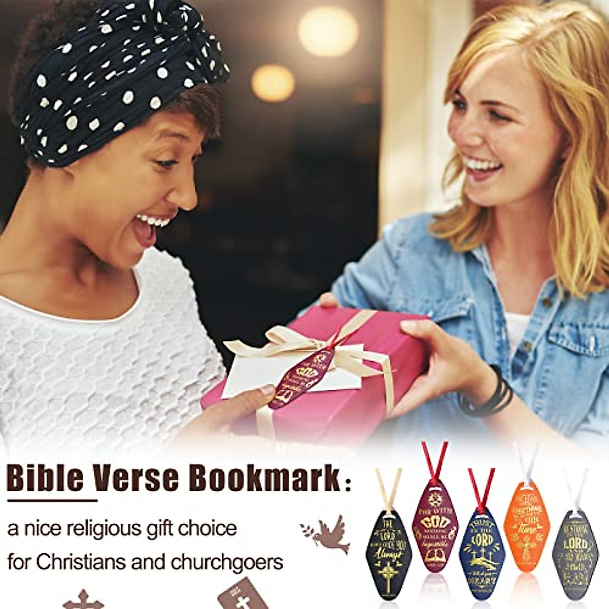 5 Pcs Leather Bookmark with Bible Verse Handmade Leather Page Bible Verse Inspirational Bookmark Motivational Christian Bookmarks Religious Bookmarks for Christmas Xmas Gifts, 1.6 x 3.2 Inch