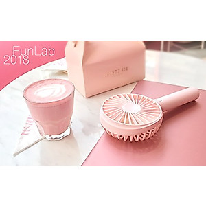 YIHUNION Mini Handheld Fan Portable, Hand held Personal Fan Rechargeable Battery Operated Powered Cooling Desktop Electric USB Fan with Fan Stand, 2500mAh Battery 4 Modes for Home Travel Outdoor（Pink）