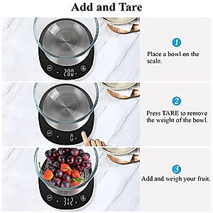 Homebuds 22lb/10kg Digital Kitchen Food Scale, Weighing Professional Since 2001, Grams and Ounces by Precision 1g/0.1oz, Weight Loss, Baking and Cooking, LED Display, 3*AAA Batteries Included, Black