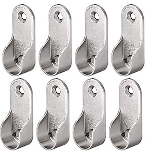 Eyech 40pcs Zinc Alloy Hardware Oval Closet Rod End Supports 16mm x 30mm Wardrobe Flange Bracket Holder