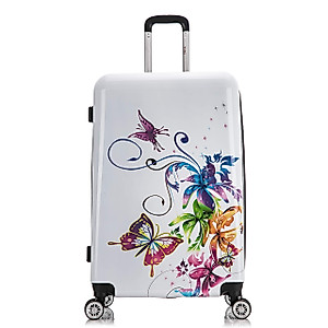 InUSA Fusion Print Luggage with Spinner Wheels | Durable Lightweight Hardside Suitcase | Travel Bag with Handle and Trolley | 28-Inch Large Checked luggage