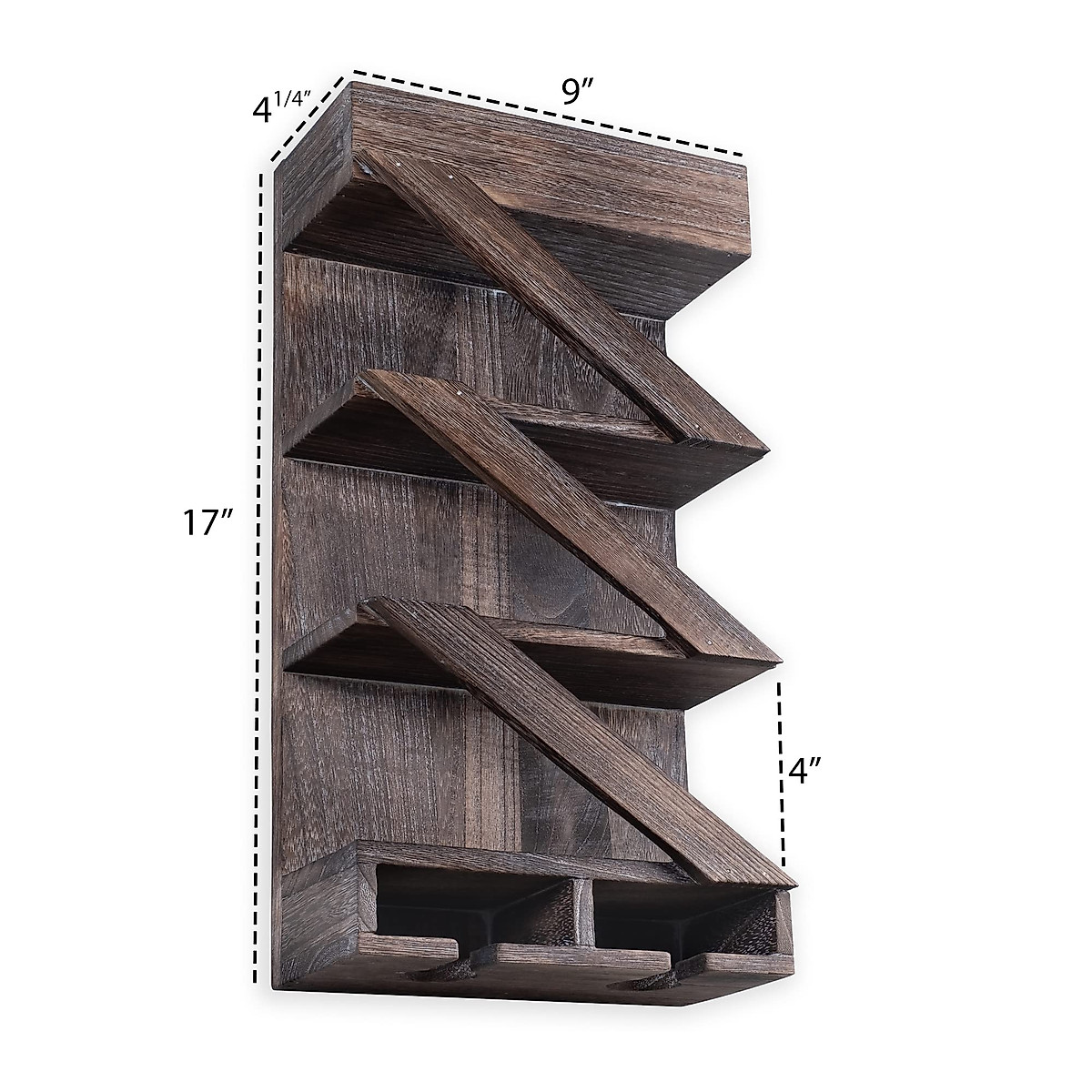 Rustic State Rioja Wall Mount Wood Wine Rack with 2 Glass & 3 Bottle Holder, Stemware Shelf, Cork Storage - Corkscrew Holder for Champagne, Red & White Wine - Home, Kitchen, Dining Room Bar Décor