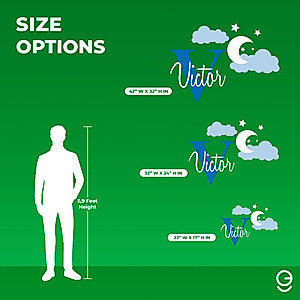 e-Graphic Design Inc Clouds Wall Decals Moon and Stars I Custom Name for Your Baby Room Decor I Personalized Moon, Wall Decor I Mural Wall Decal for Home Children's Bedroom (Wide 22" x 17" Height)