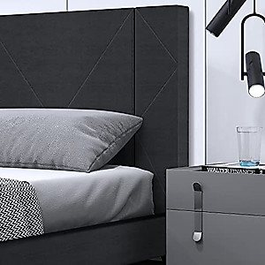 Flolinda Full Size Bed Frame, Upholstered Full Bed Frame with Tufted Velvet Headboard, Mattress Foundation, Strong Wood Slat Support Double Bed Frame, No Box Spring Needed, Easy Assembly