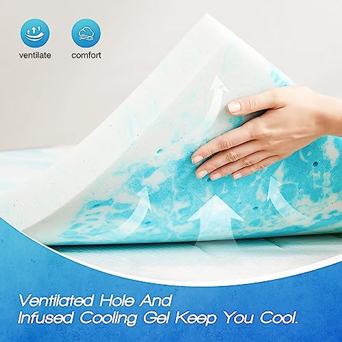 Mattress Topper Twin - 2 Inch Memory Foam Cooling Gel Swirl Infused Bed Topper for Back Pain, CertiPUR-US Certified