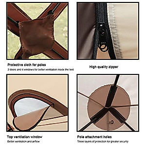 Instant Cabin Tent Portable Large Pop Up Tent Easy Setup for Family Camping Hexagon Restaurant Tent with Wind Rope/Ground Pegs/Door Poles/Storage Bag