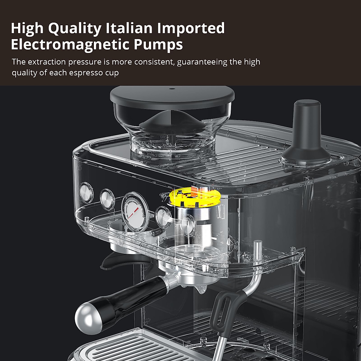 Garvee Espresso Machine with Milk Frother, All in One Cappuccino Latte Coffee Maker for Home Barista, Built-In Bean Grinder, 85oz Removable Water Tank, Gifts for Dad, Mom, Coffee Lover