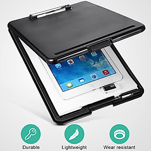 4 Pieces Clipboard with Storage Plastic Storage Clipboard Nursing Clipboard Foldable Clip Board with Low Profile Clip for Student Teacher Nurse Employee, Letter Size 9.5 x 13.5 Inch